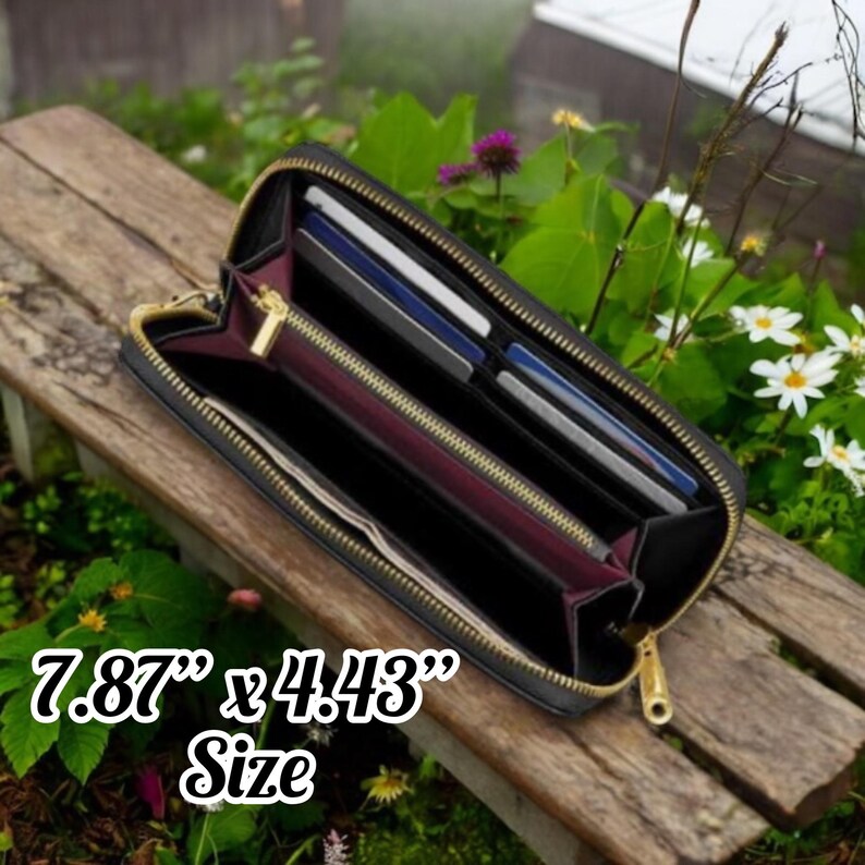 Pink Pig Vegan Leather Wallet With Daisy Artwork Zip Around Clutch - Etsy