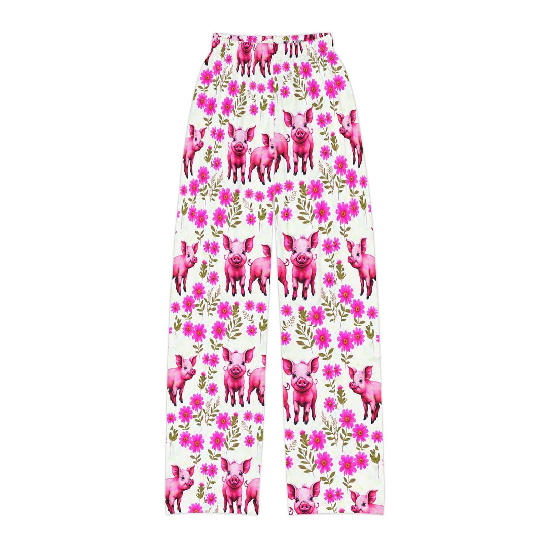 Artistic Piggies Kids Pajama Pants, Pig Sleppep Wear, Pig Lounge Wear ...