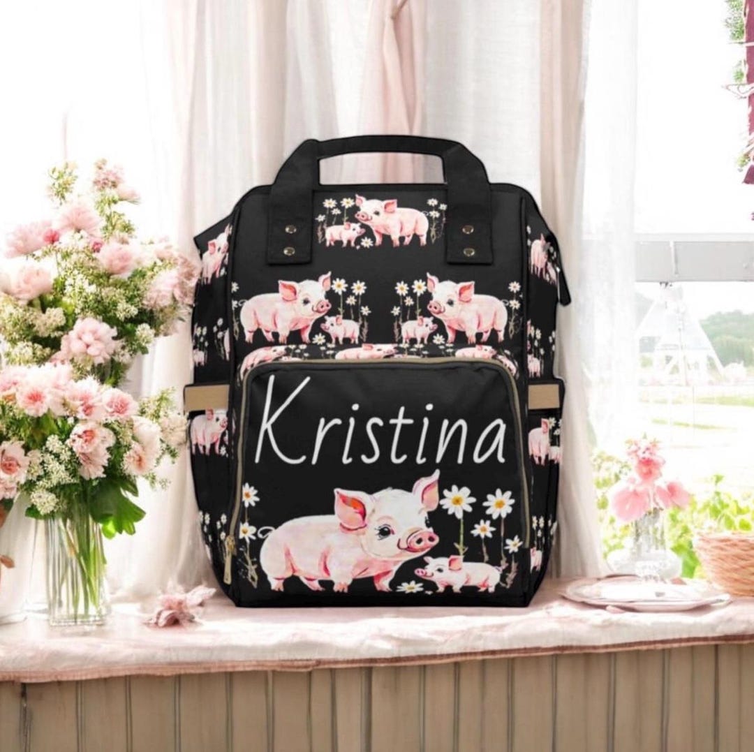 Personalized Pig Backpack With Name | Pink Piglet Travel Bag | Cute ...