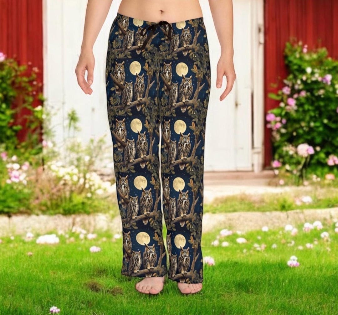 Great Horned Owl Women's Pajama Hoot Owl Jammies, Midnight Owl Lounge ...