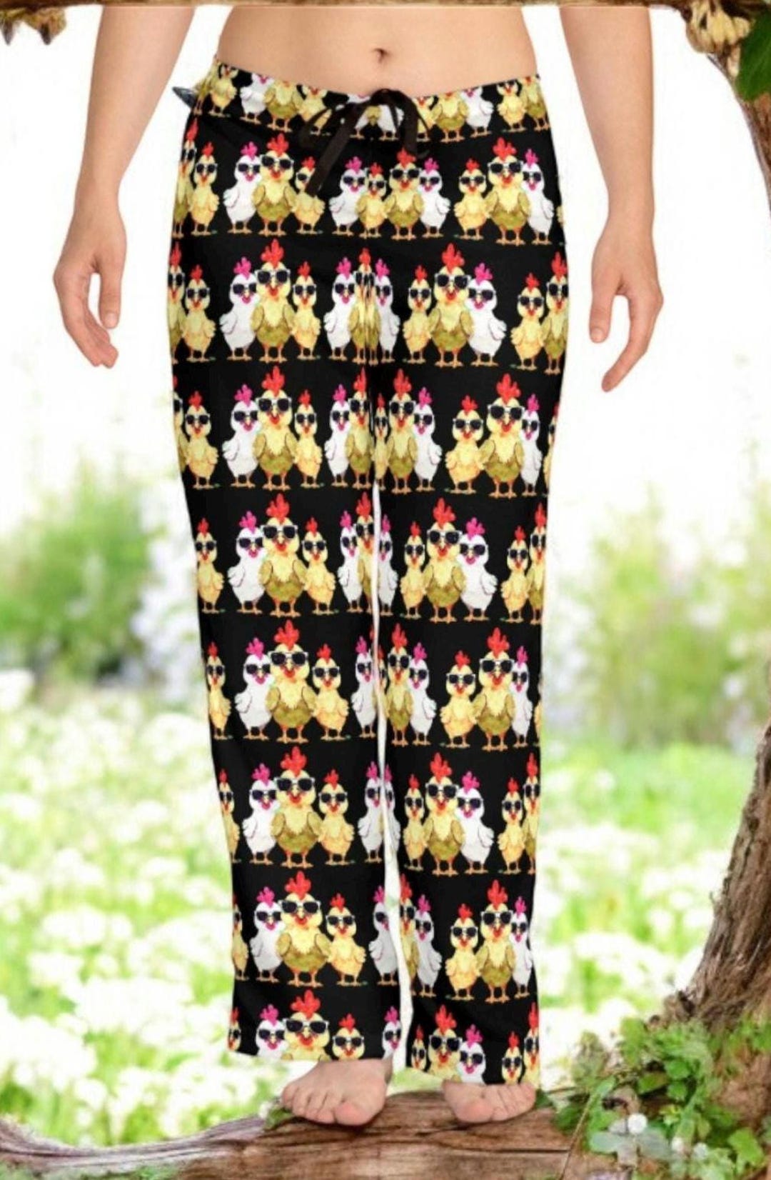 Funny Chickens Unisex Drawstring Pajama Pants, Novelty Chicken Pants ...