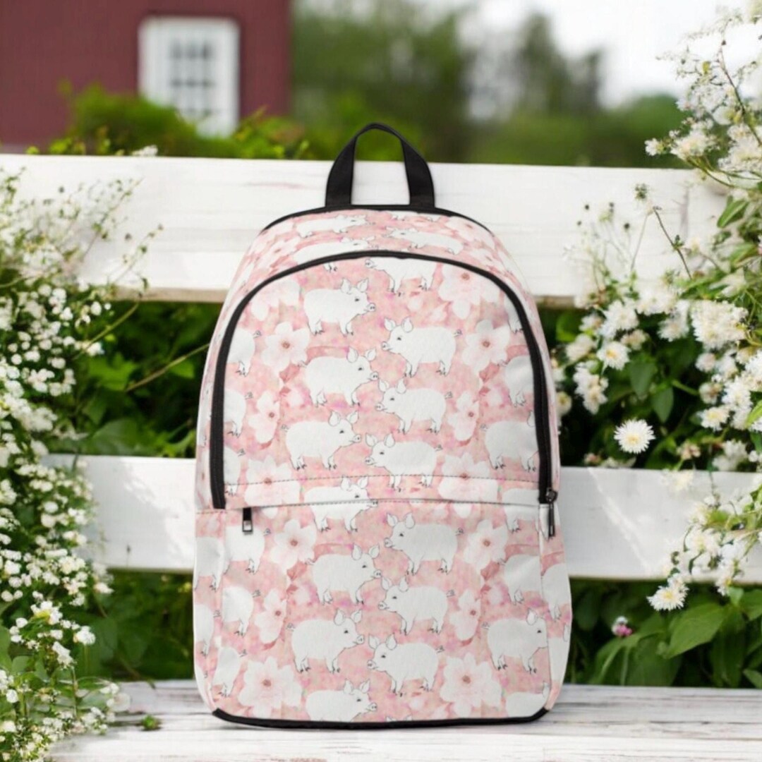 Pastel Pretty Pink Pigs Artistic Custom Design Nylon Backpack Girls ...