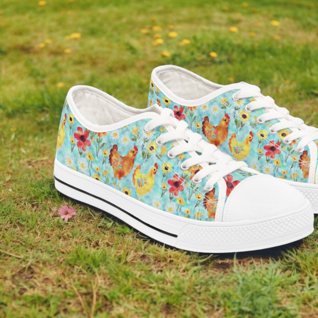Teal Chicken Artistic Custom Design Women's Colorful Pastel Custom Low ...