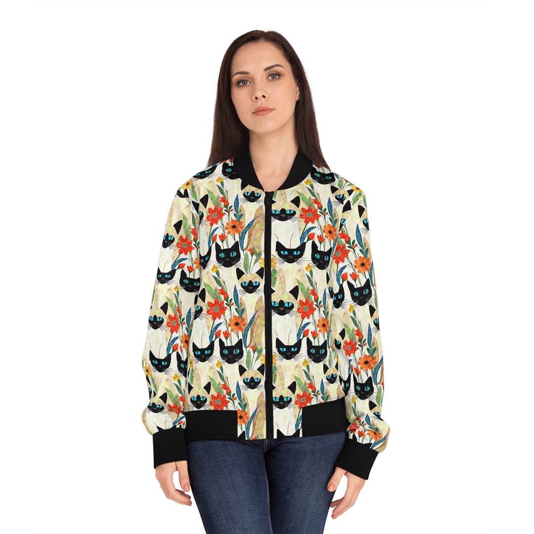 Artistic Cats Back to School Matching Women's Bomber Jacket, Cute Cat ...