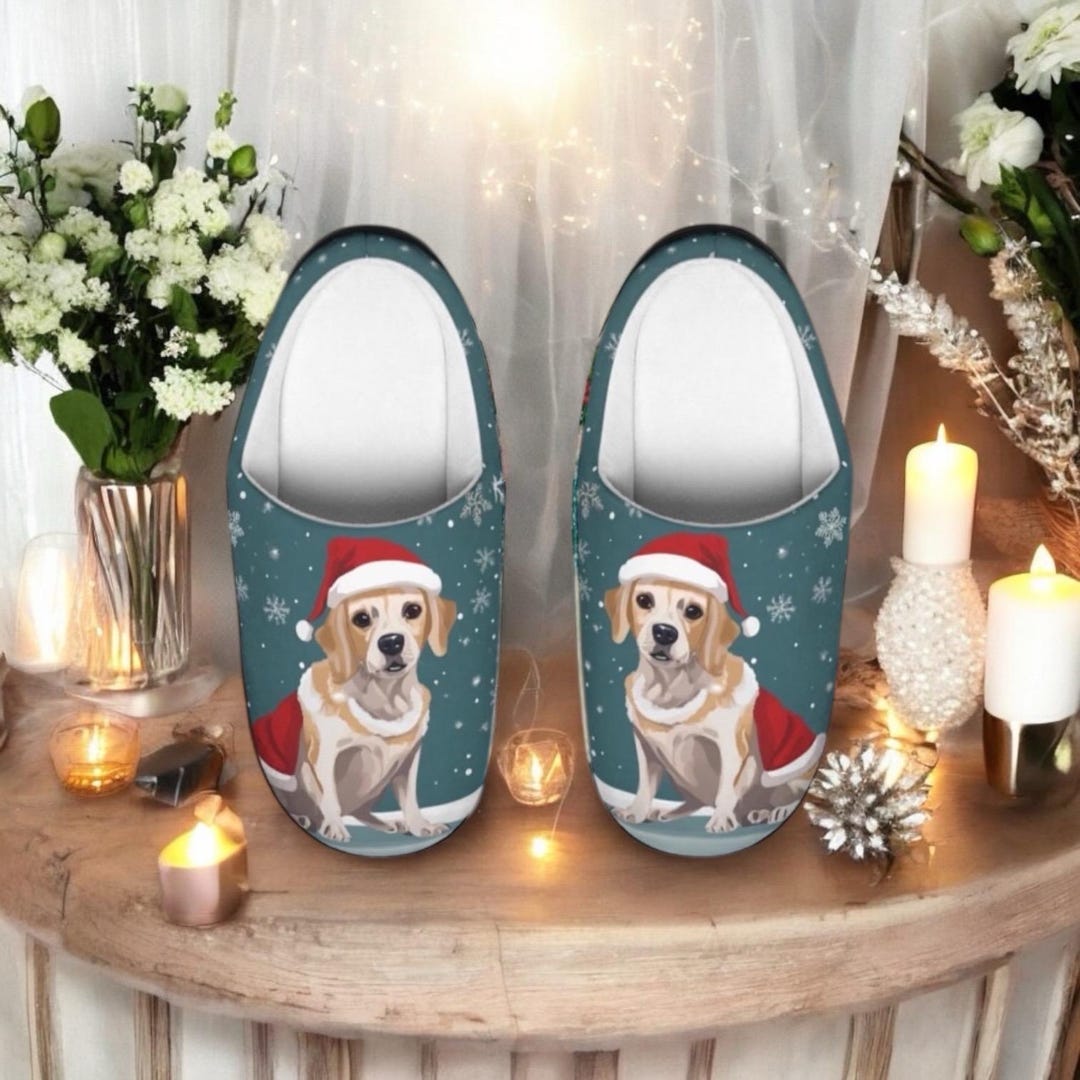 Beagle Christmas Slippers for Women | Cozy Farmhouse Holiday Dog ...