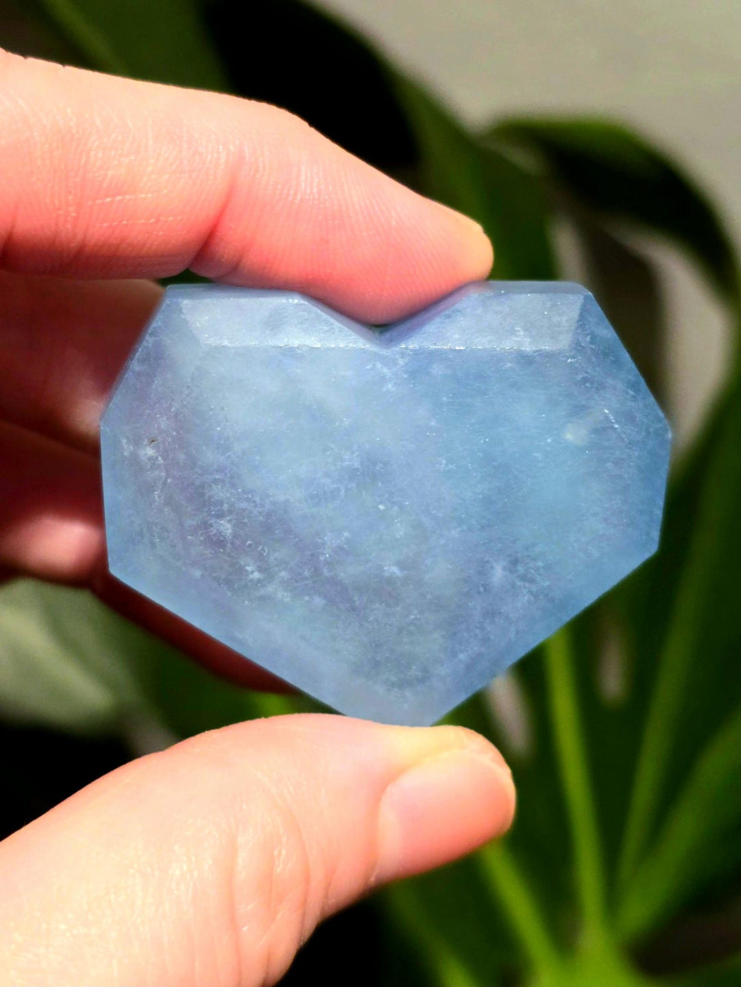 Aquamarine Heart Blue Crystal Decor Faceted Heart Healing Crystal ...