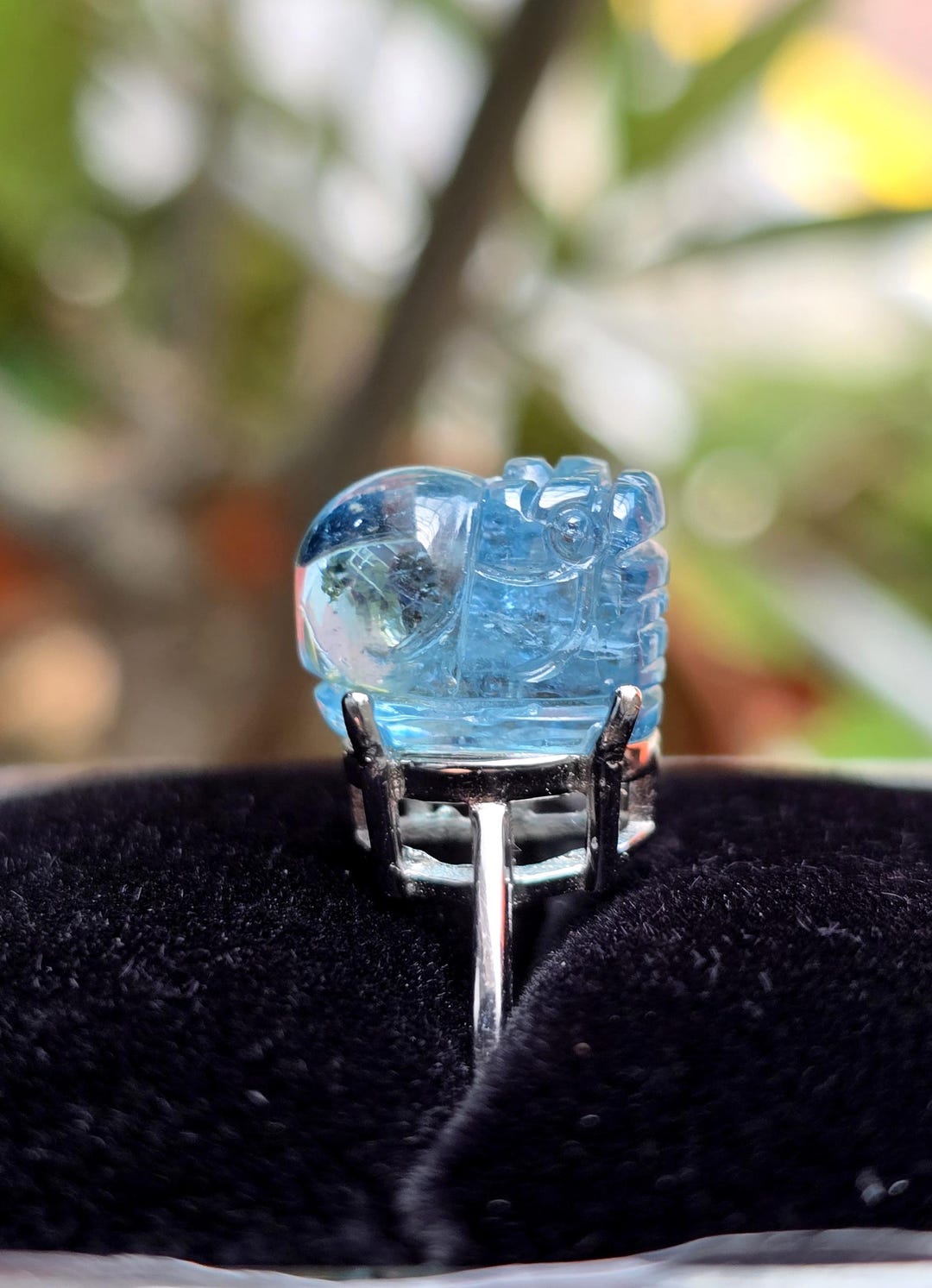 Aquamarine Pixiu Crystal Ring Crystal Feng Shui Amulet Unique Xmas Gift ...