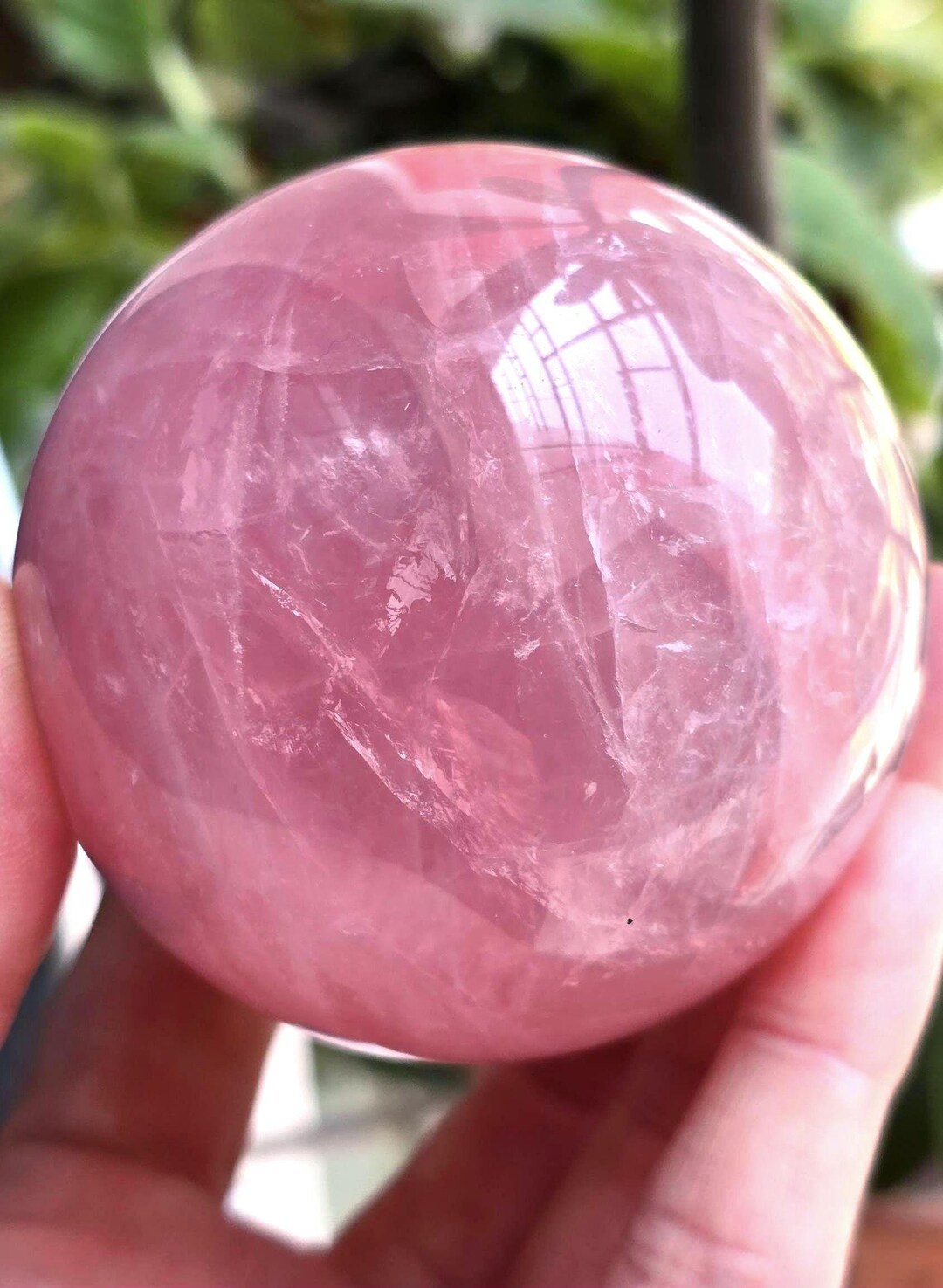 Large Rose Quartz Crystal Sphere Valentine Gift for Her Crystal Decor ...
