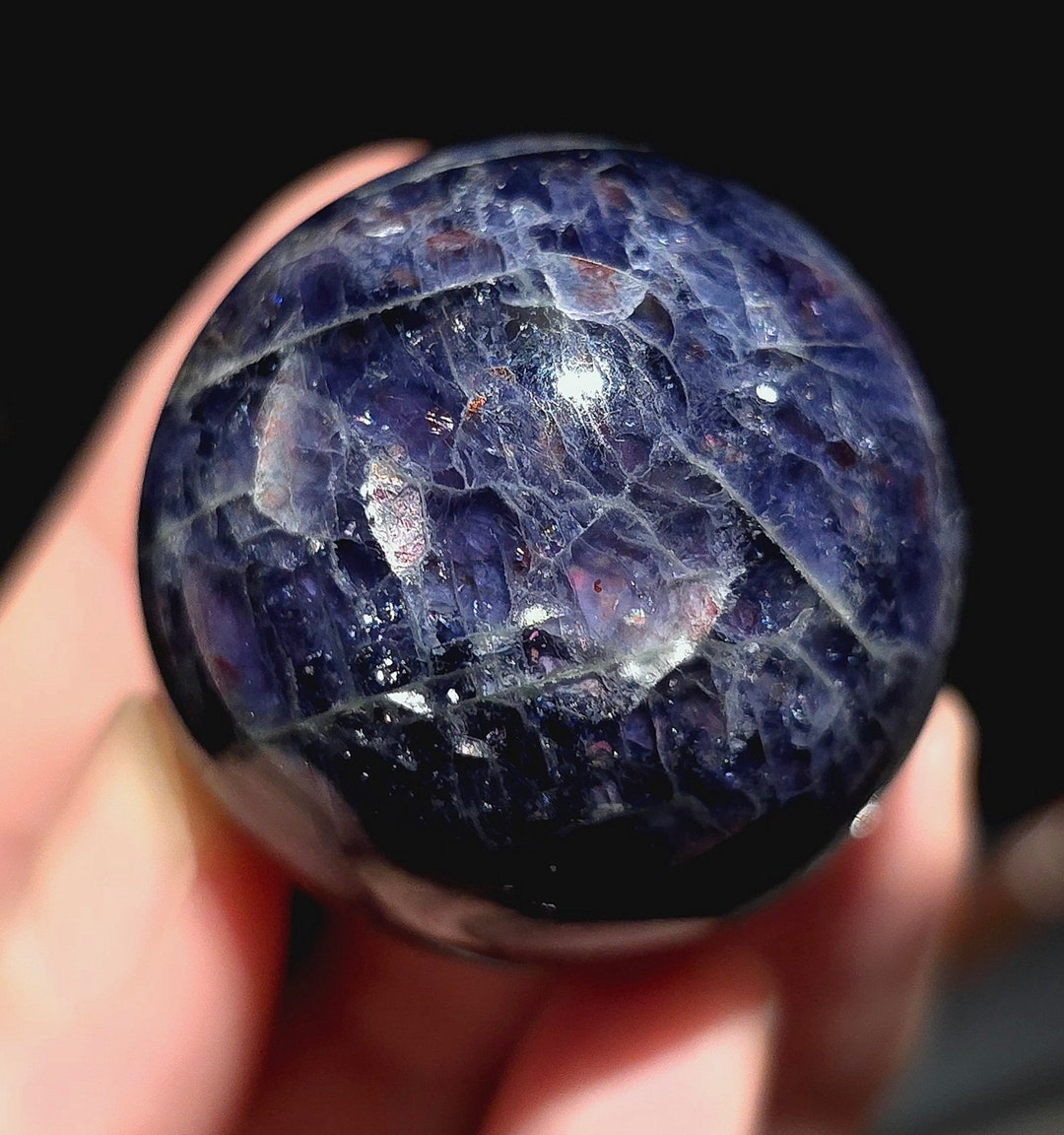 Iolite Sunstone Sphere Rainbow Flash Crystal Reiki Healing Meditation ...