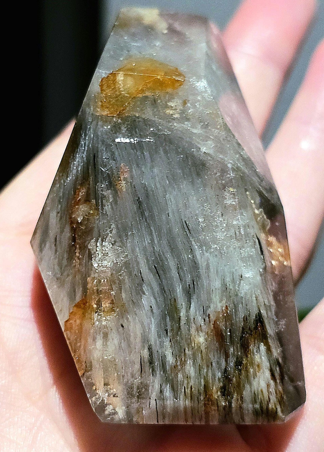 Blue Amphibole Quartz Freeform Blue Rabbit Hair | Blue Grey Lodolite ...