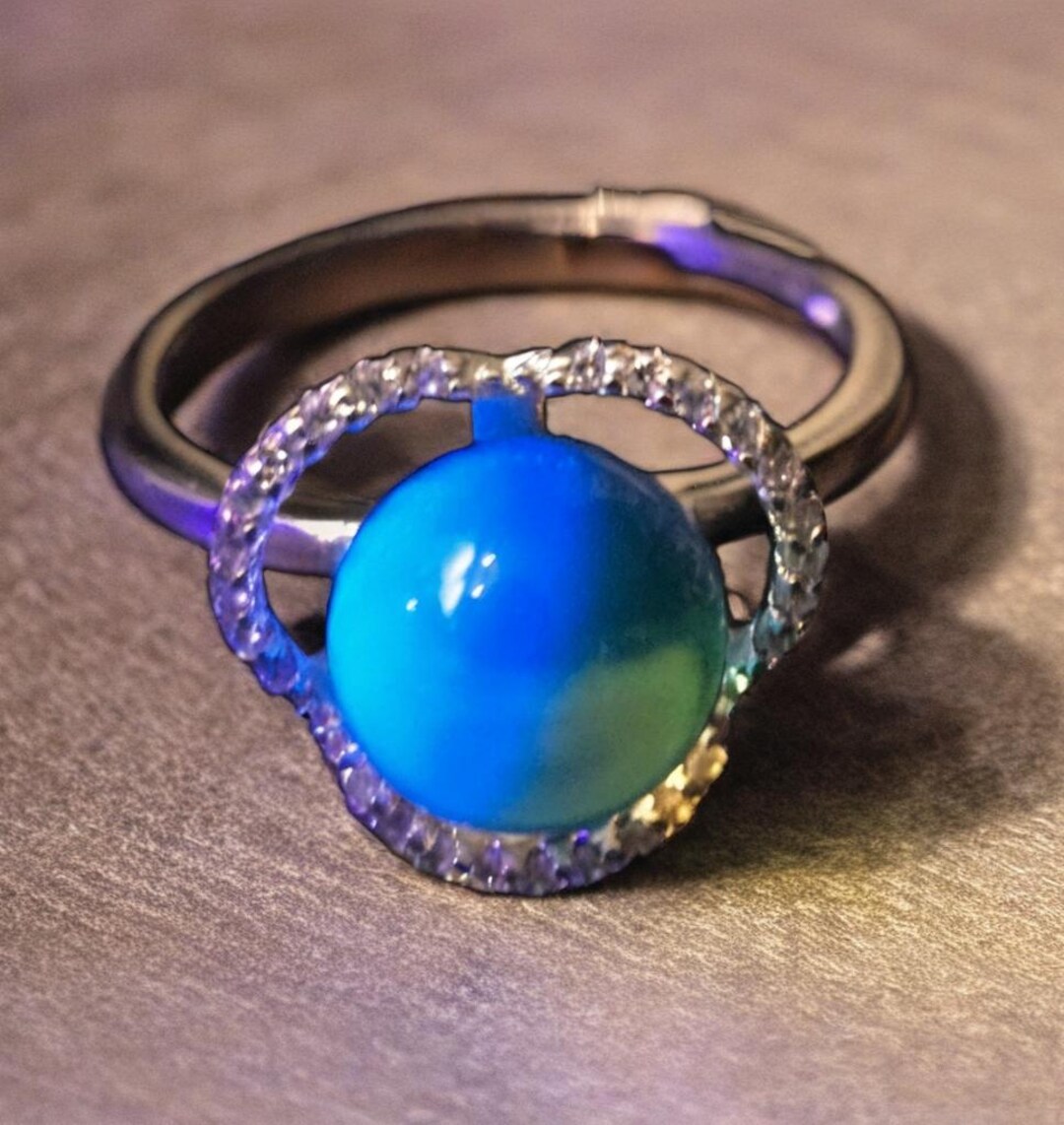 Blue Amber Ring: Authentic Gemstone, S925 Sterling Silver, Zircon - Etsy
