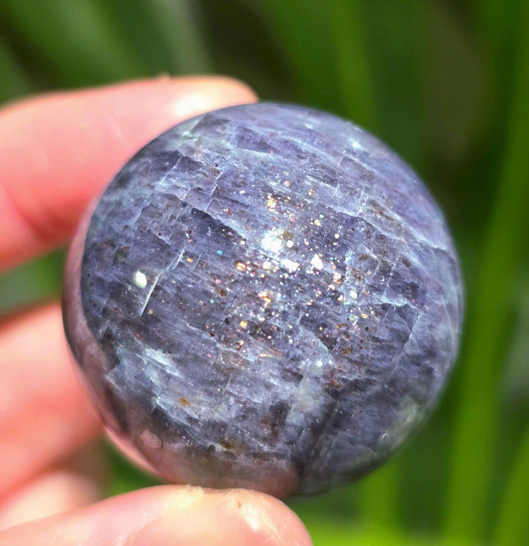 Bloodshot Iolite Sunstone Sphere Purple Blue Iolite Crystal Ball ...