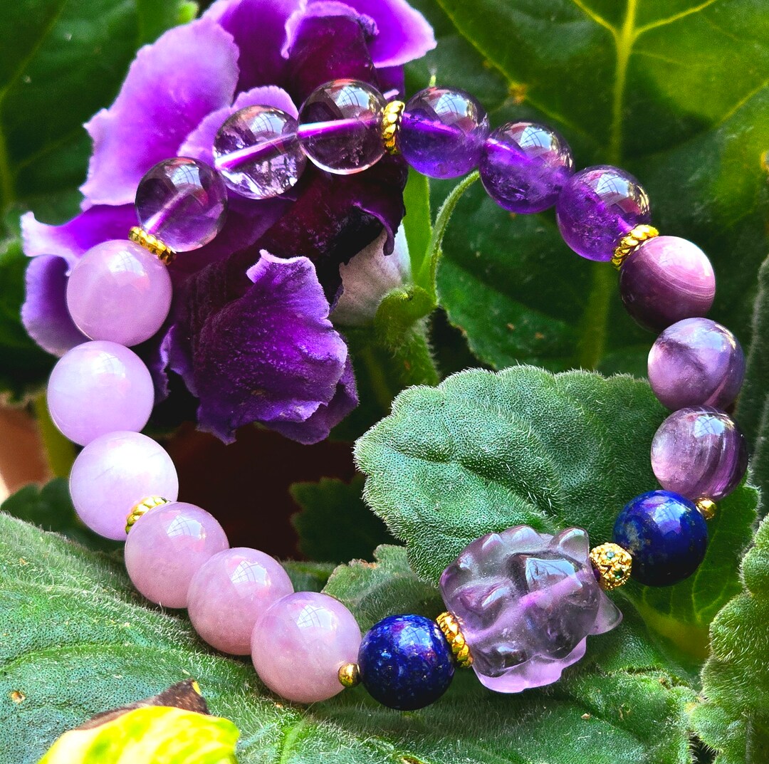 Kitsune Crystal Bracelet | Nine Tailed Fox Charm Bracelet | Amethyst ...