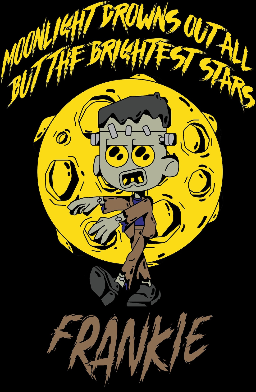 Frankenstein Moon Walking Digital Illustration Design Pre-made - Etsy