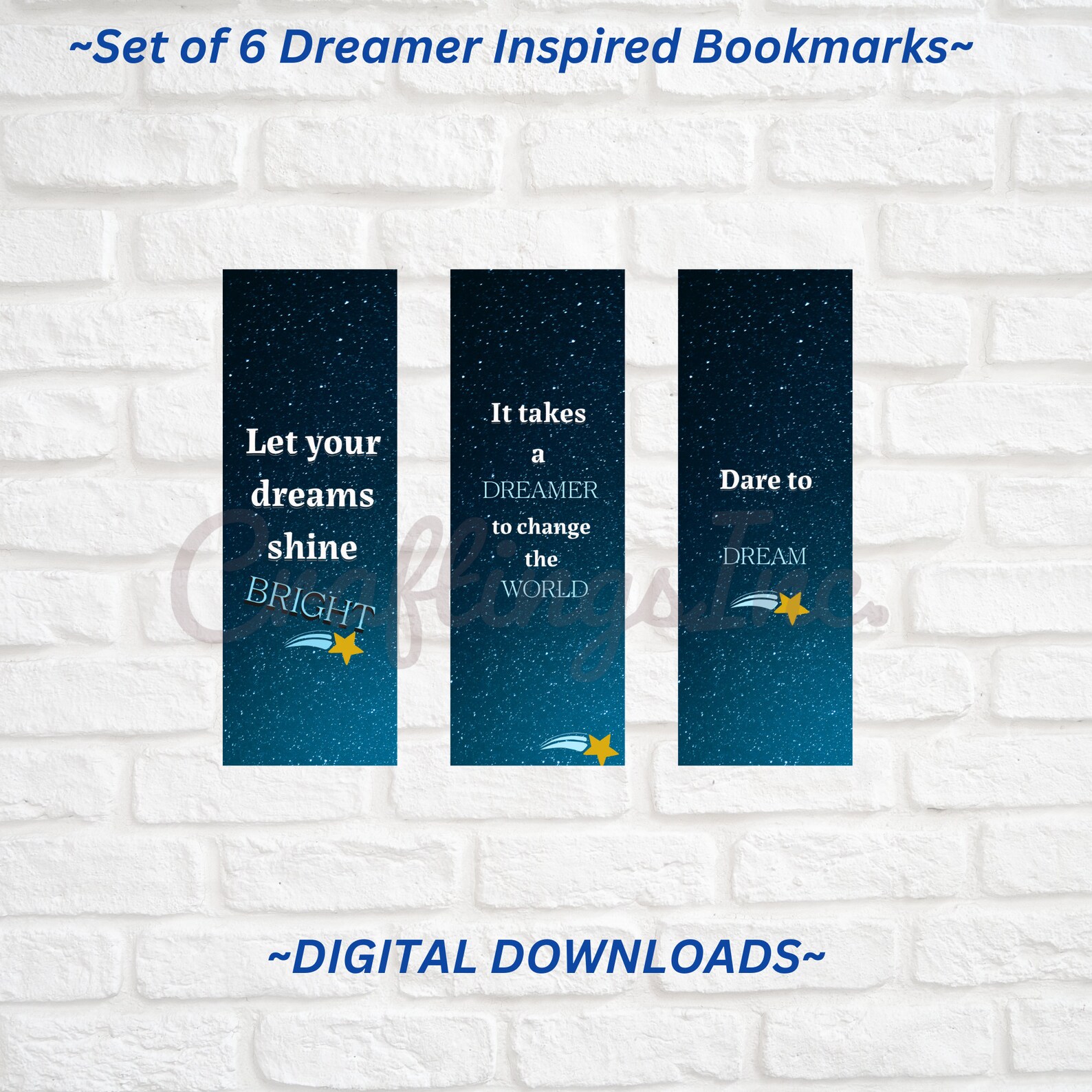 Set of Six Dreamer Bookmarks, Dream Bookmarks, Digital Bookmarks to ...