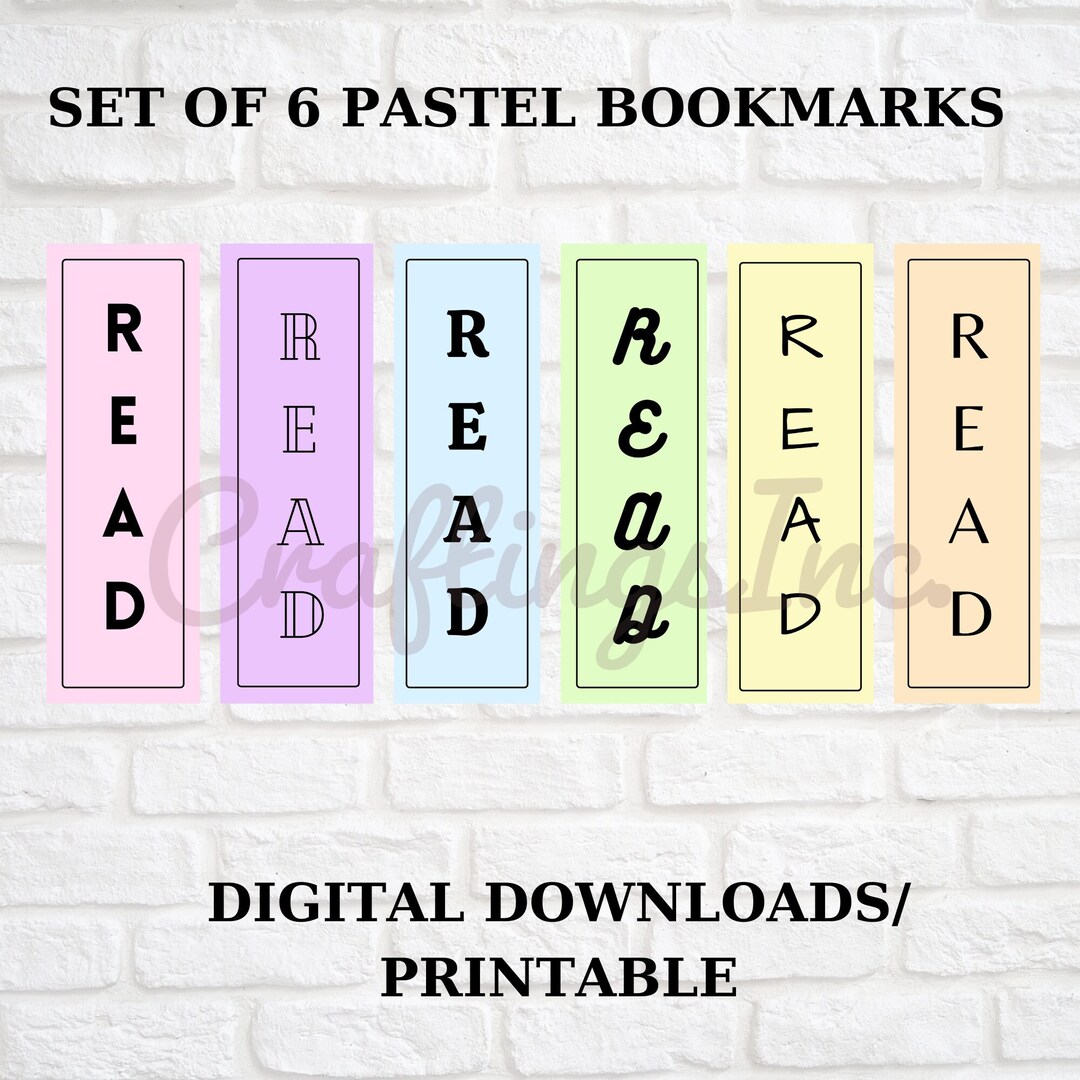 Pastel Bookmarks Set of 6: Printable READ Bookmarks (digital Download ...