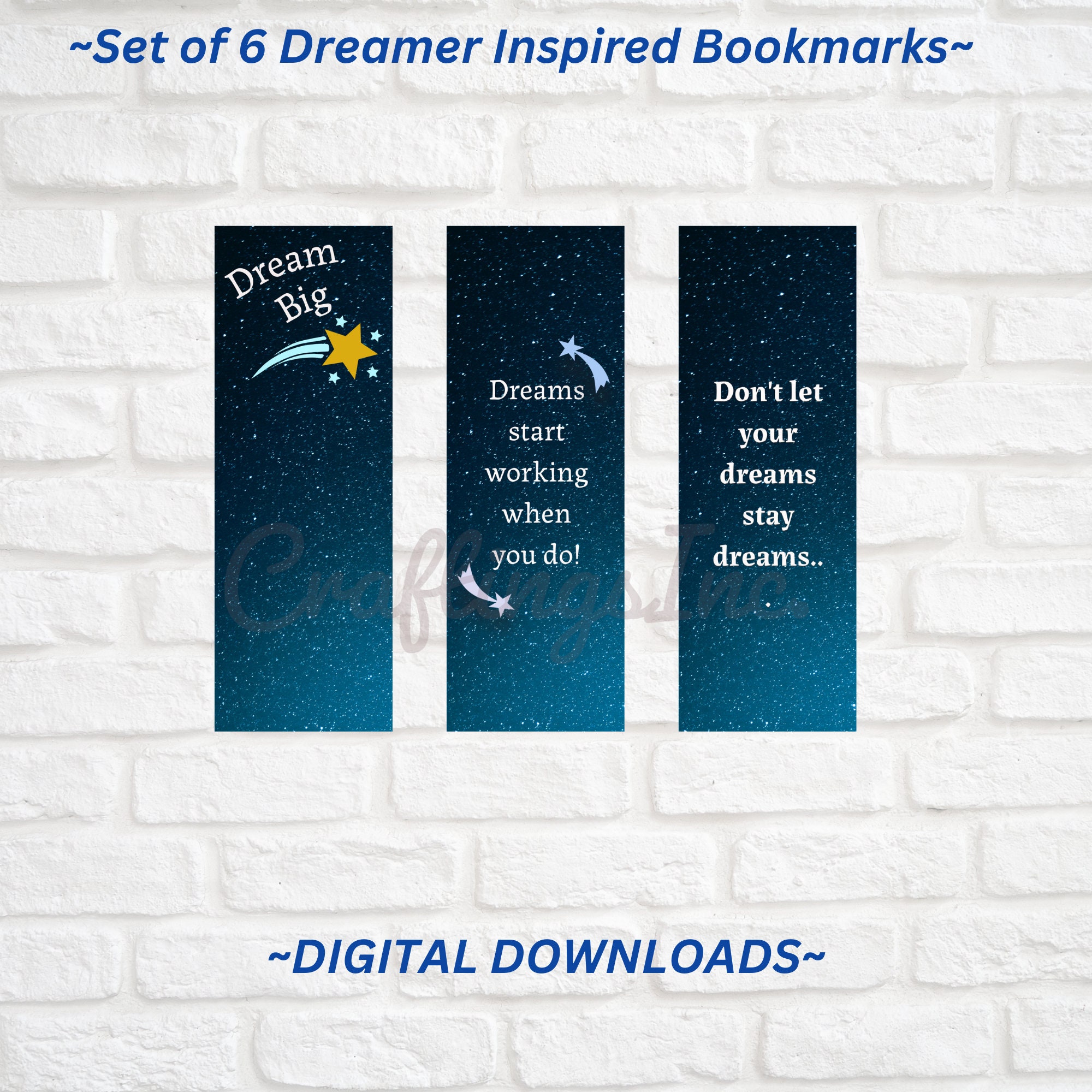Set of Six Dreamer Bookmarks, Dream Bookmarks, Digital Bookmarks to ...
