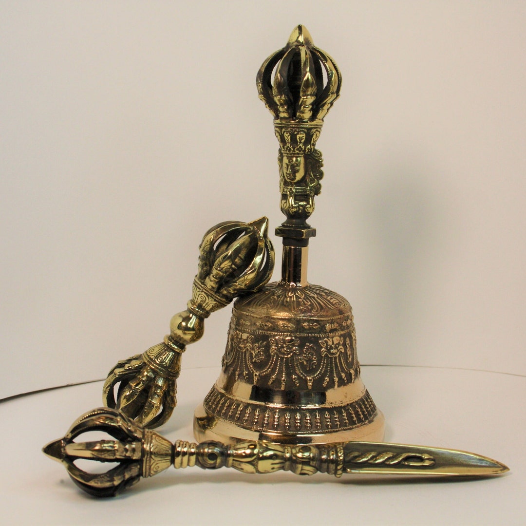 Buddhist Altar Vajra Ghanta Kila Dorje Drilbu Phurba Bell Bronze. - Etsy