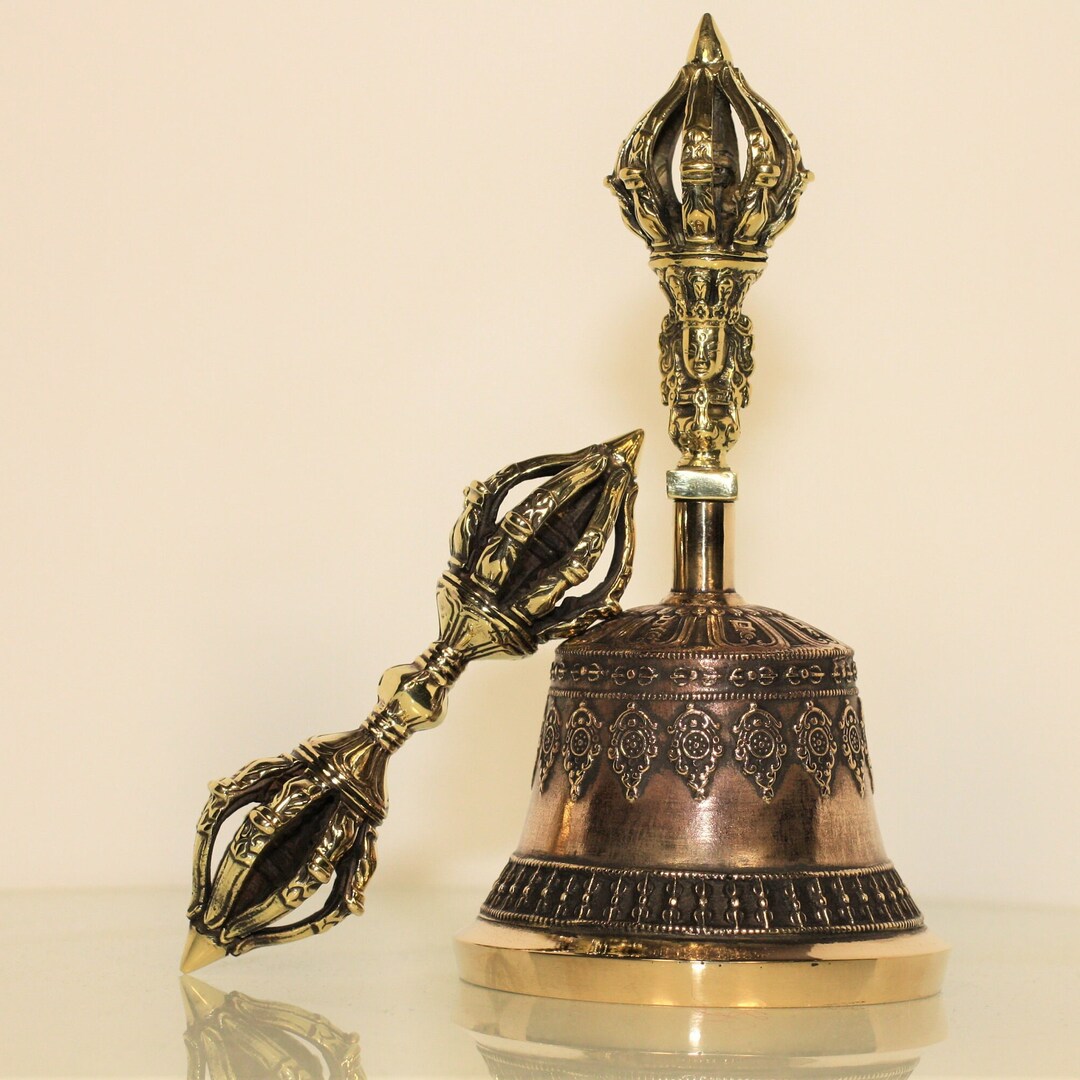 Tibetan Bell 7 Drilbu, Vajra Six Petal Lotus, Ghanta. With Excellent ...