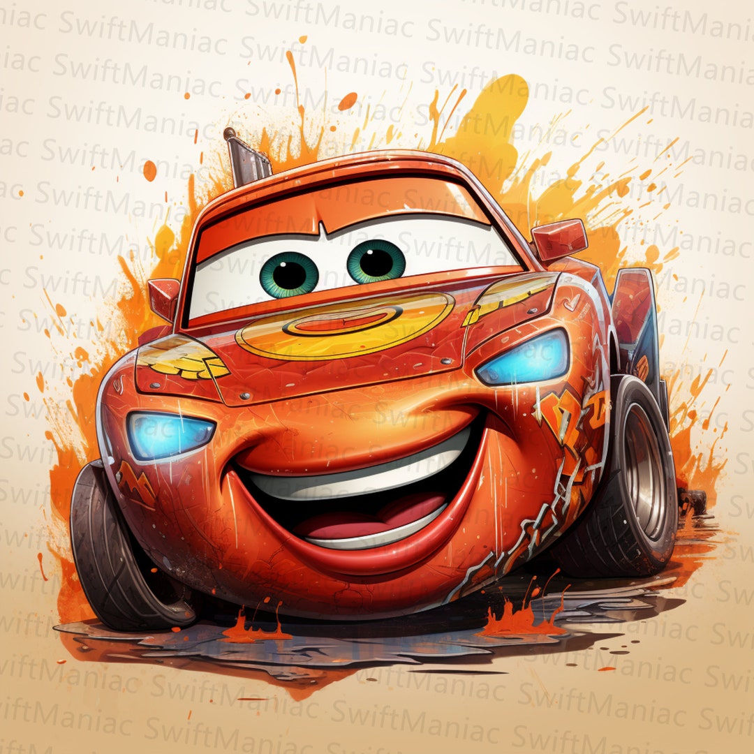 Lightning Mcqueen With Water Splashing on the Ground, Splash Design, Car Lightning Mcqueen Ka ...