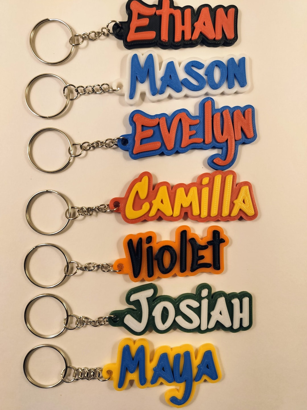 Customizable Name Keychain, Graffiti Font Two Color Personalized ...