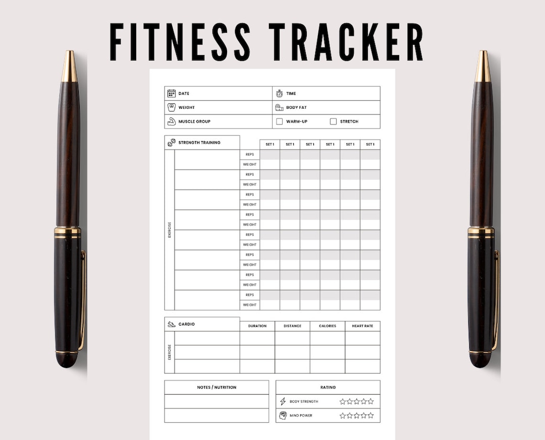 Fitness Tracker Printable, Daily Exercise Log, Fitness Journal, Workout ...