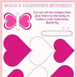 Valentine's Butterfly Craft Printable: Cut, Color, Paste (digital ...
