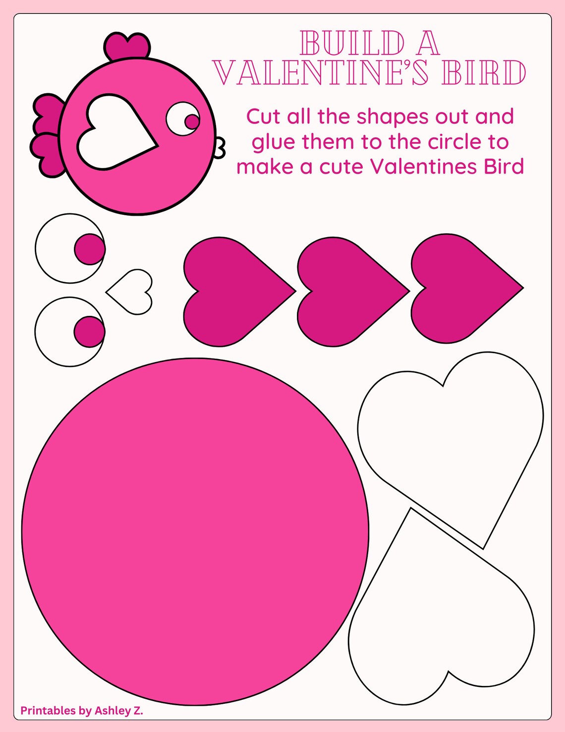 Valentine's Butterfly Craft Printable: Cut, Color, Paste (digital ...
