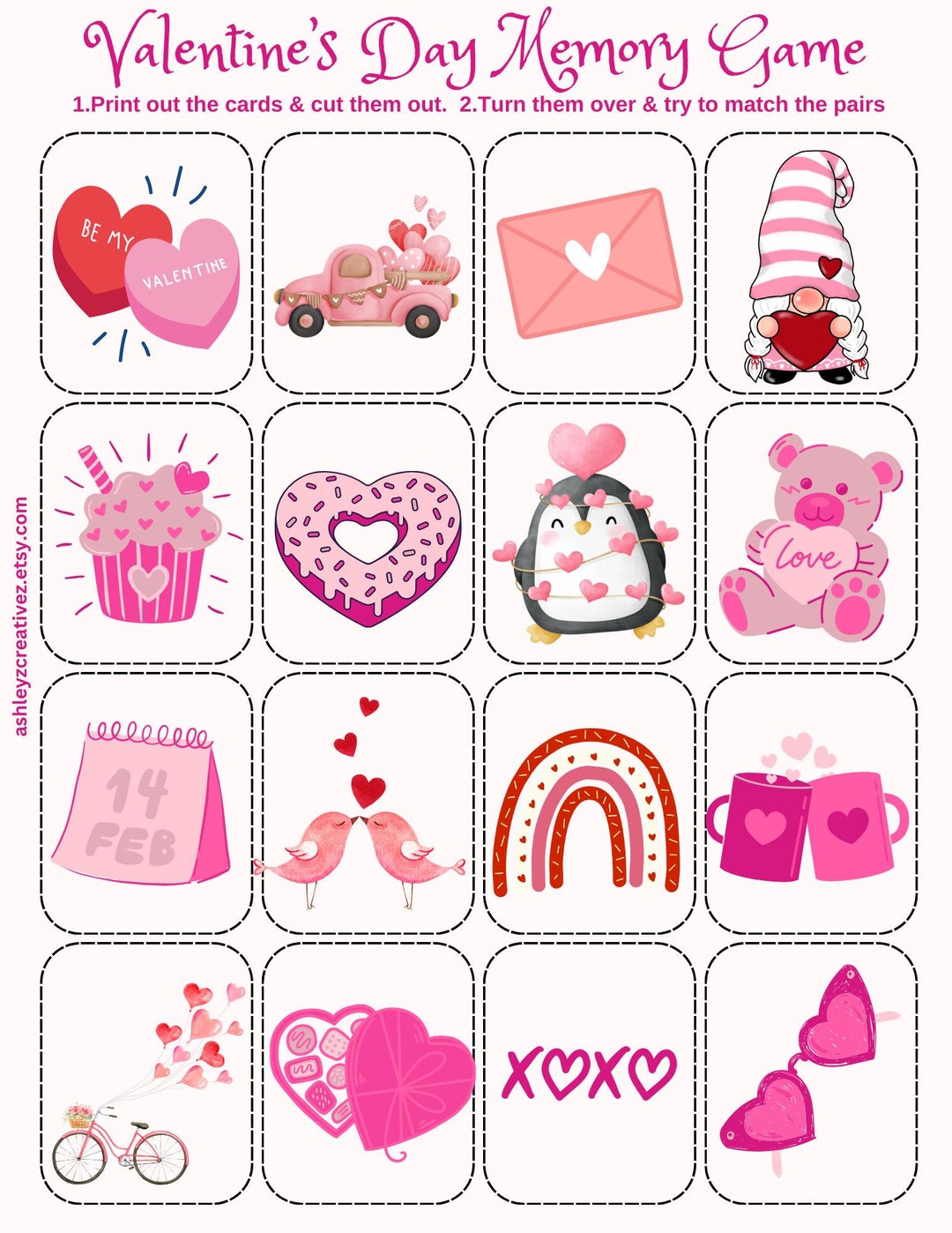 Valentine's Day Memory Game - Etsy
