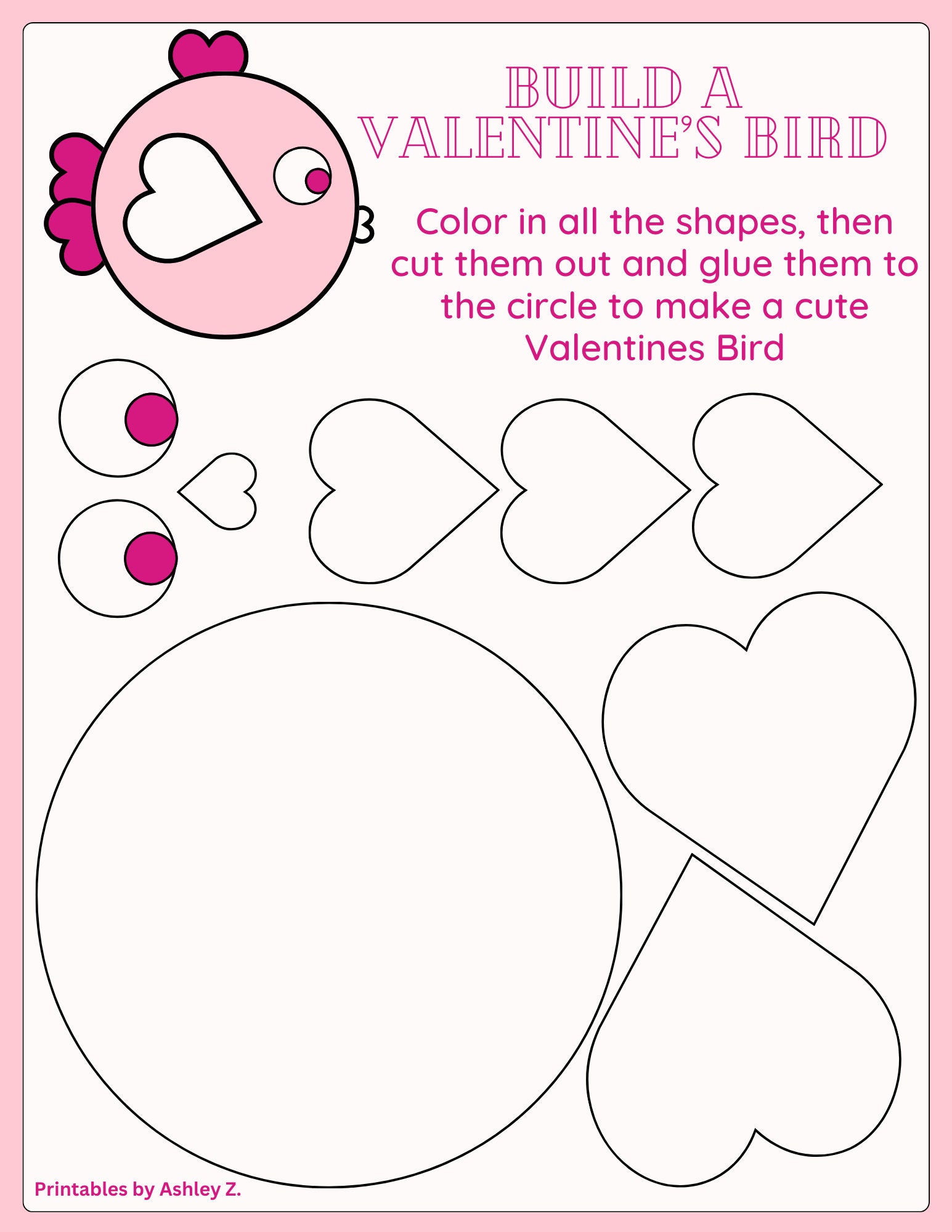 Valentine's Butterfly Craft Printable: Cut, Color, Paste (digital ...