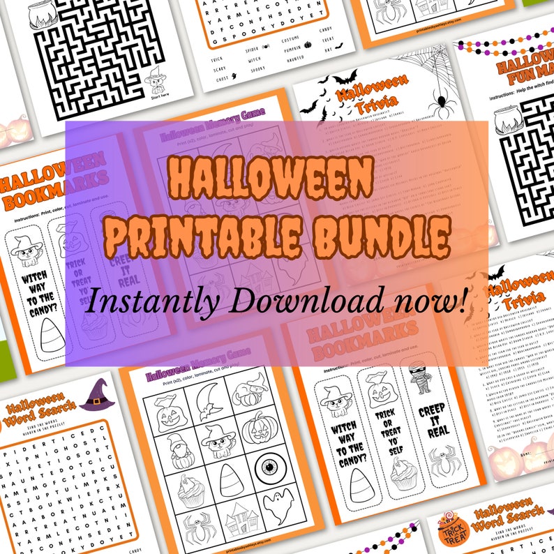 Halloween Printable Games & Coloring Bundle - Etsy