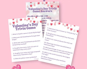 Valentine's Day Printable Trivia Game, Valentine's Day Instant Download ...