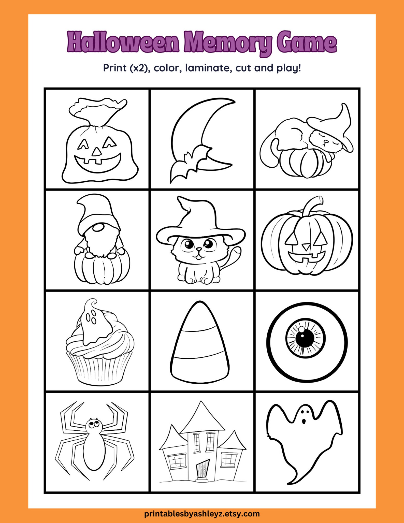 Halloween Printable Games & Coloring Bundle - Etsy