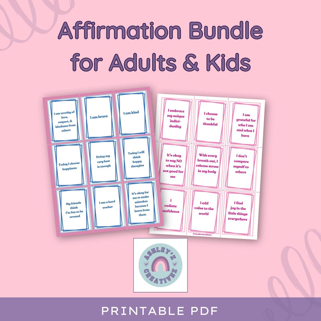 Affirmation Card Bundle: Daily Mindfulness for Adults & Kids (PDF ...