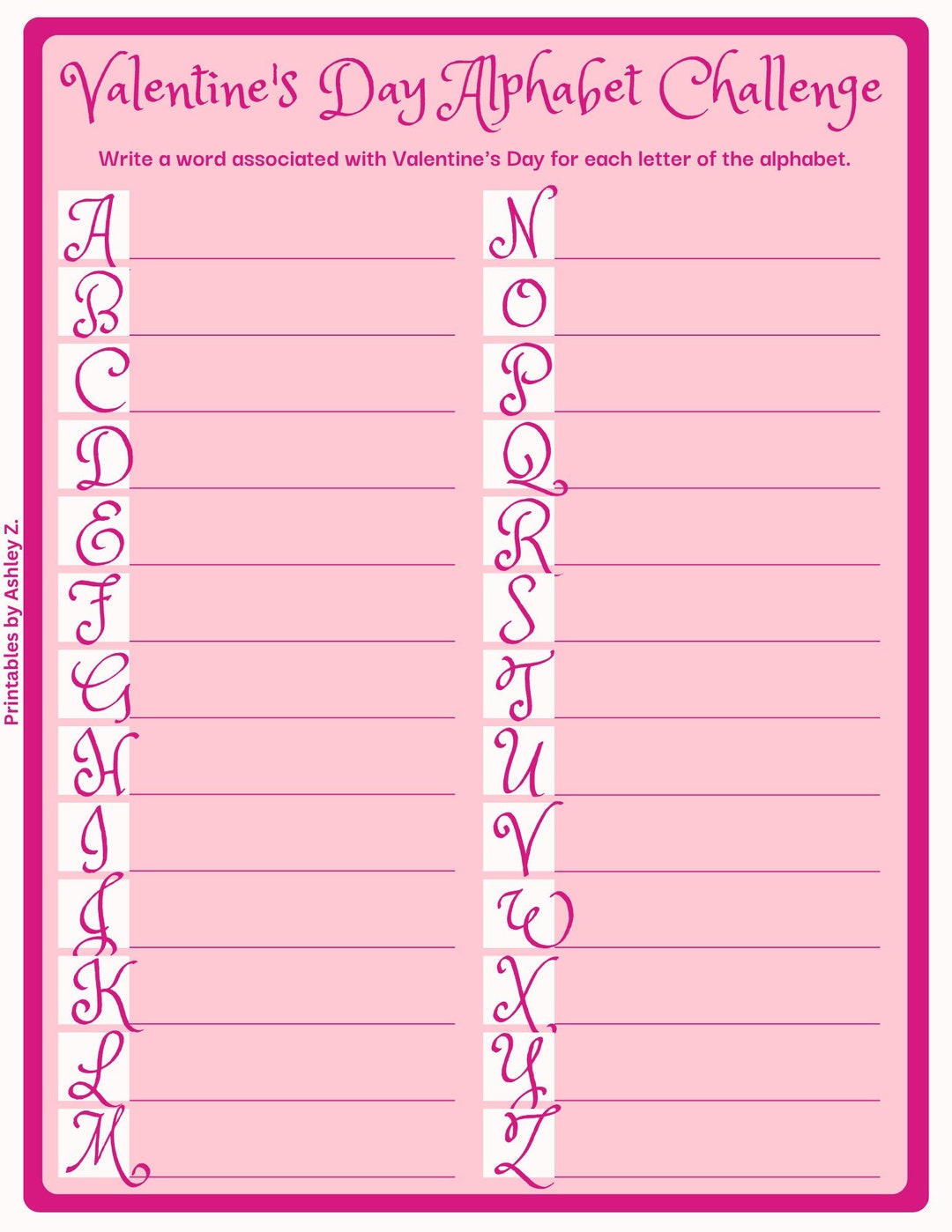 Valentine's Day Memory Game + Alphabet Challenge (digital Download) - Etsy