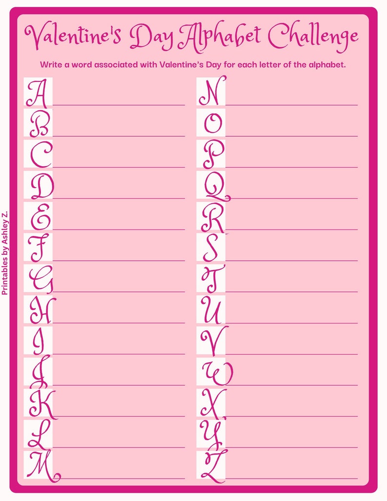 Valentine's Day Memory Game + Alphabet Challenge (digital Download) - Etsy