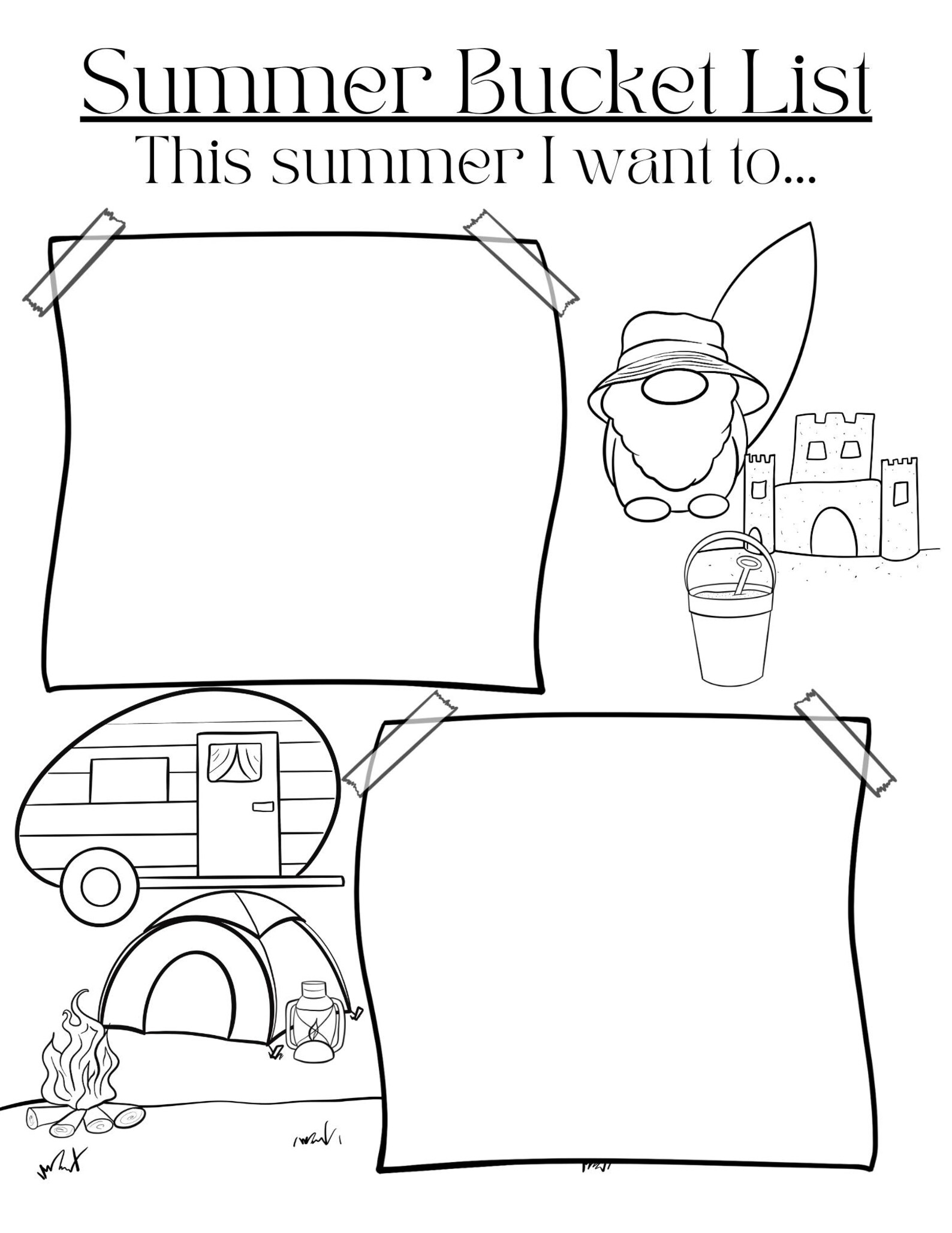 Summer Travel Printable for Kids - Coloring Book, Travel Journal, Games ...