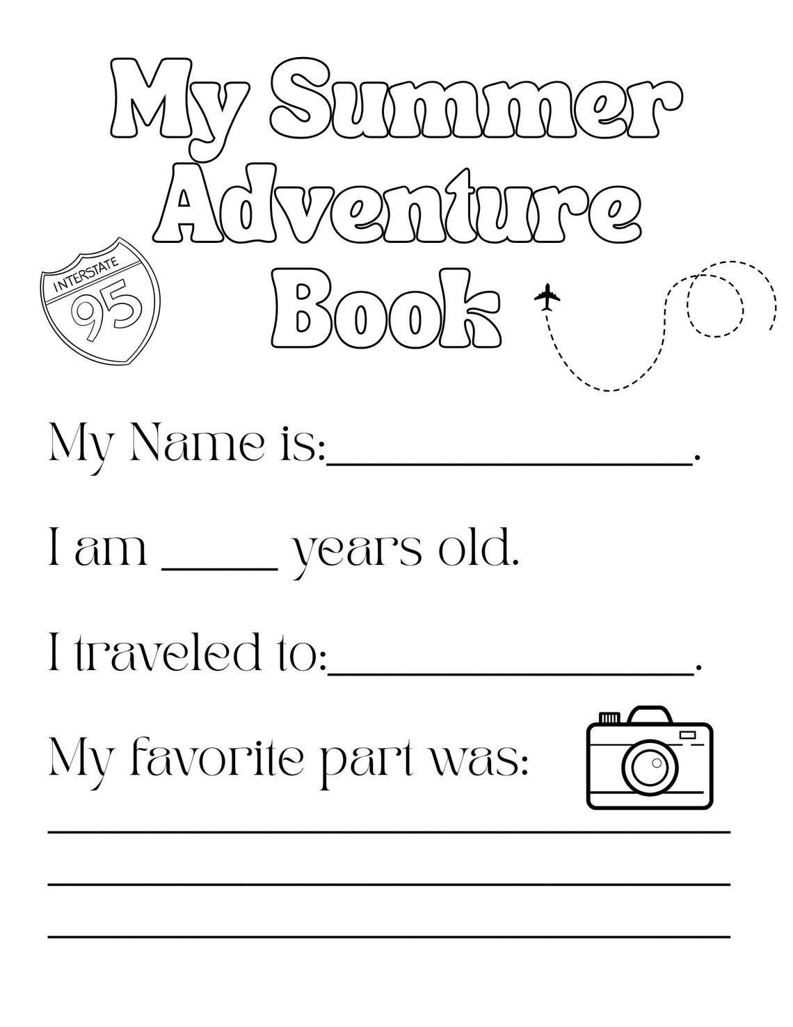 Summer Travel Printable for Kids - Coloring Book, Travel Journal, Games ...