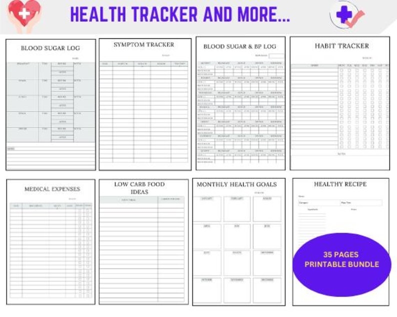Health Tracker Bundle Printable PDF | Medical Planner Chronic Illness ...