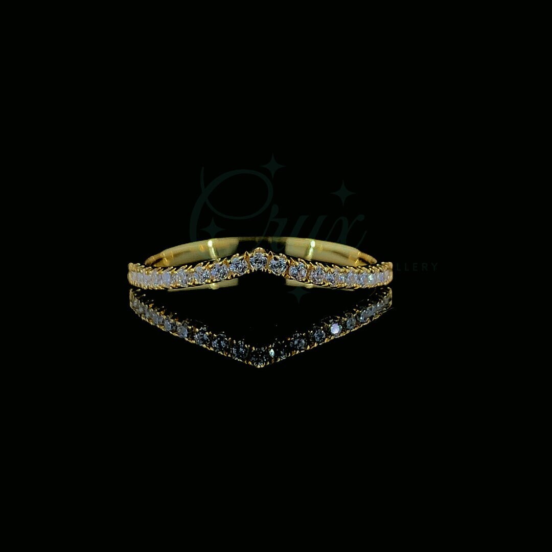 14k Gold Curve Ring, Solid Gold Curved Wedding Ring Women, Dainty ...