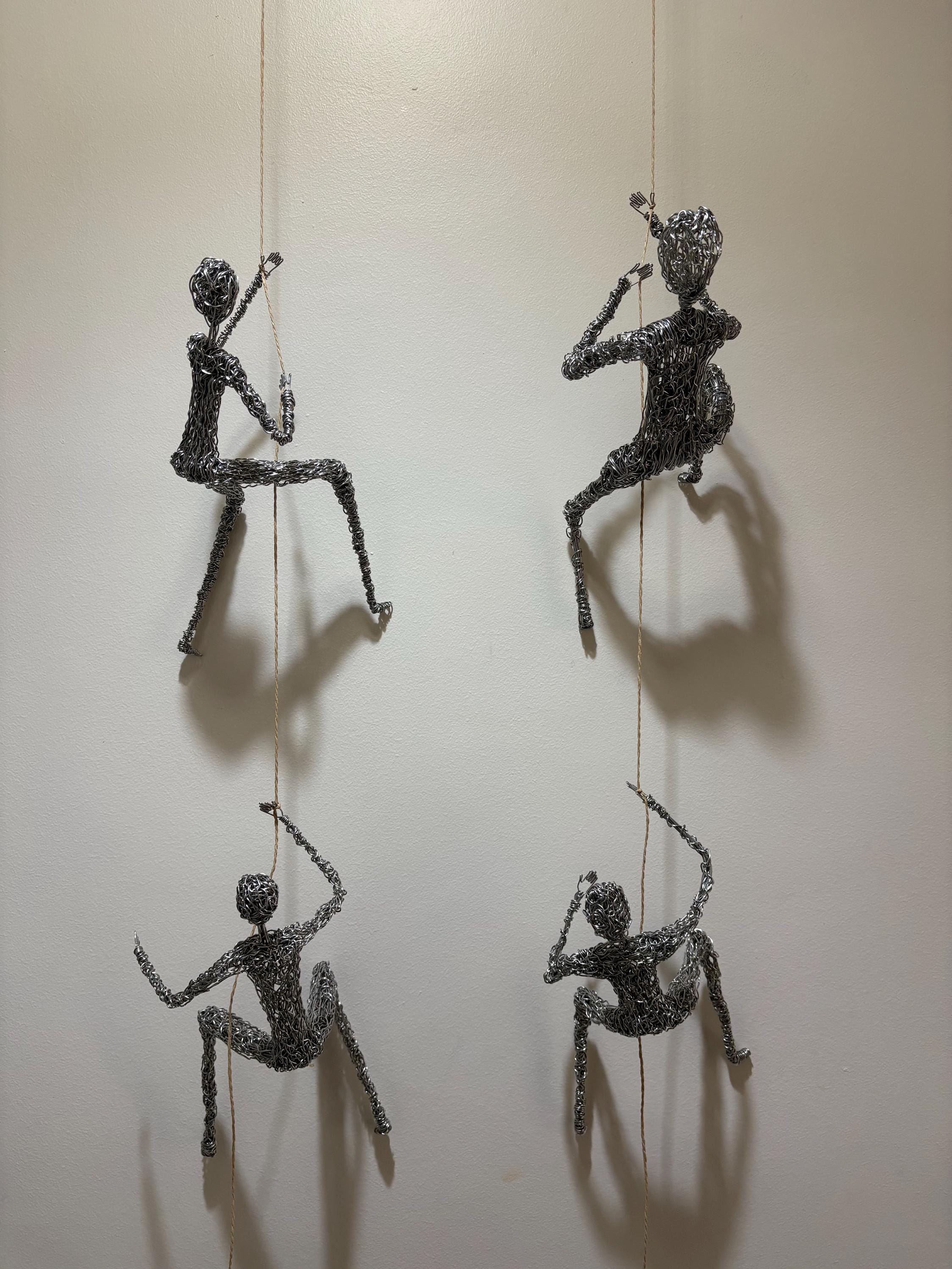 Climbing Man Wire Wall Sculpture, Metal Art Decor, Set of 4 - Etsy