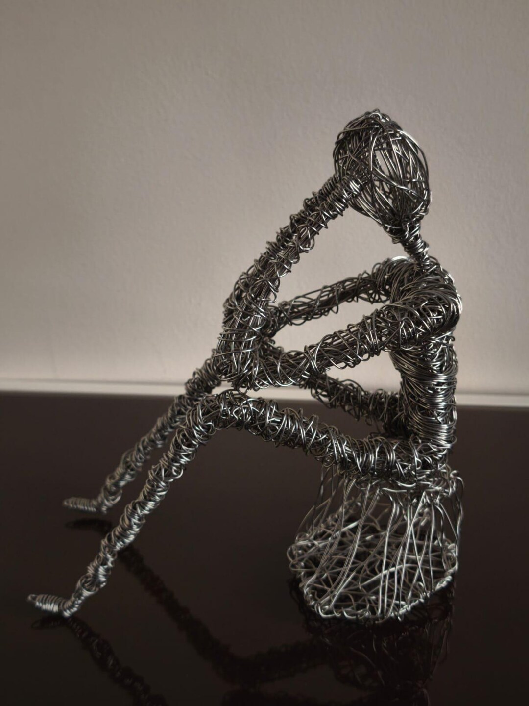 Wire Man Statue – Stainless Steel Thinking Man Sculpture - Etsy