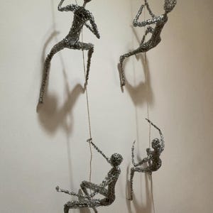 Climbing Man Wire Wall Sculpture, Metal Art Decor, Set of 4 - Etsy