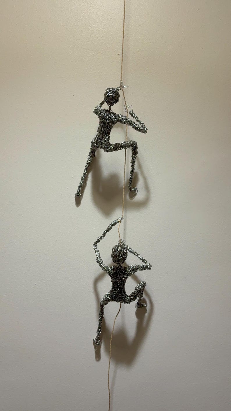 Climbing Man Wire Wall Sculpture, Metal Art Decor (2 Pieces) - Etsy