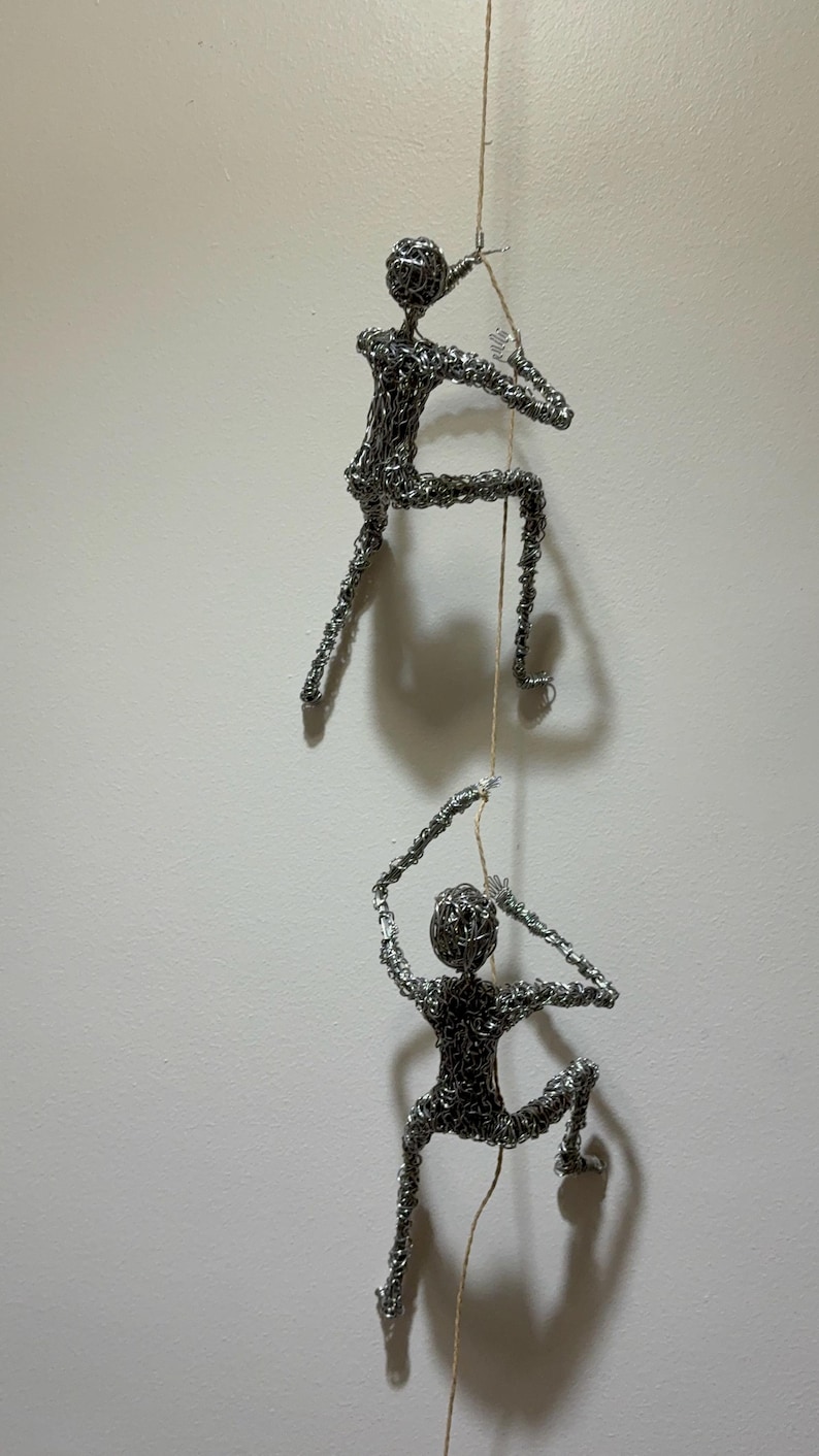 Climbing Man Wire Wall Sculpture, Metal Art Decor (2 Pieces) - Etsy