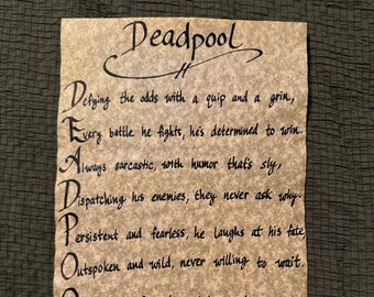 Wolverine or Deadpool Poem Acrostic Poem Scroll - Etsy