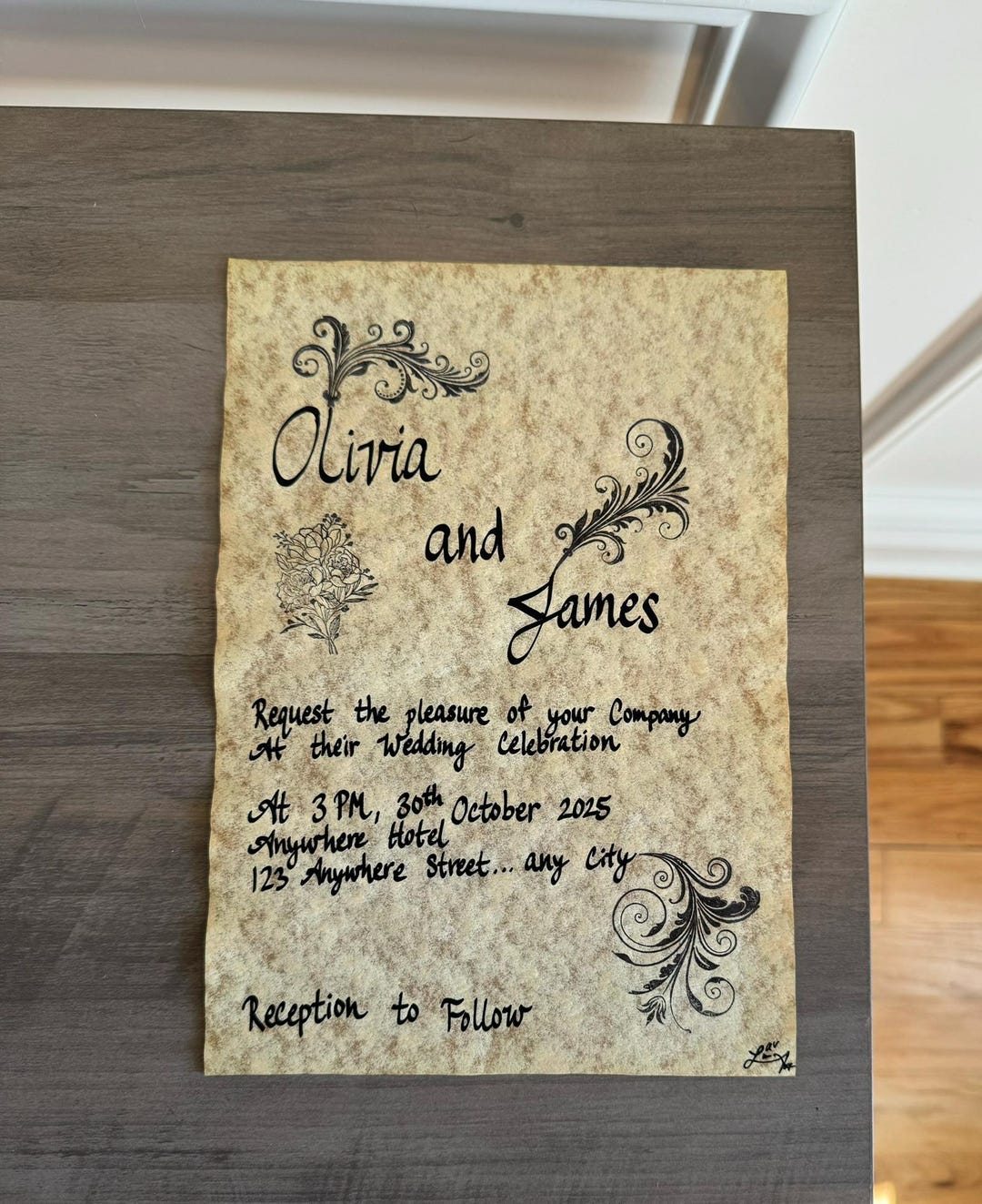 Personalized Wedding Invitation Calligraphy Scroll: Handmade Parchment ...