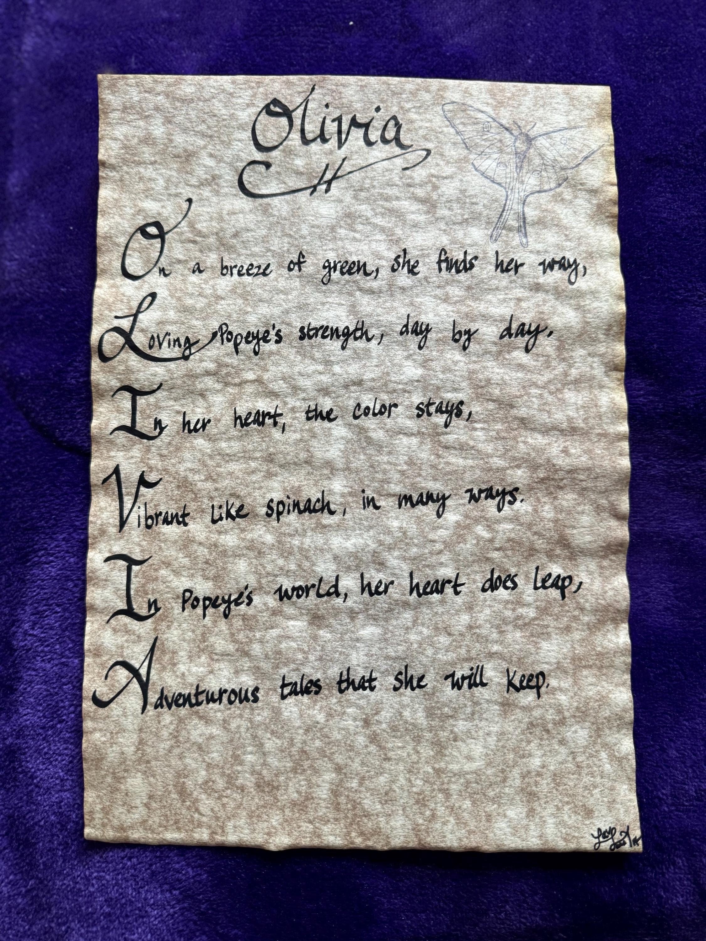 Personalized Name Acrostic Poem – Custom Calligraphy Parchment Gift - Etsy