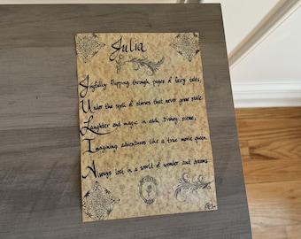 Personalized Name Acrostic Poem – Custom Calligraphy Parchment Gift - Etsy
