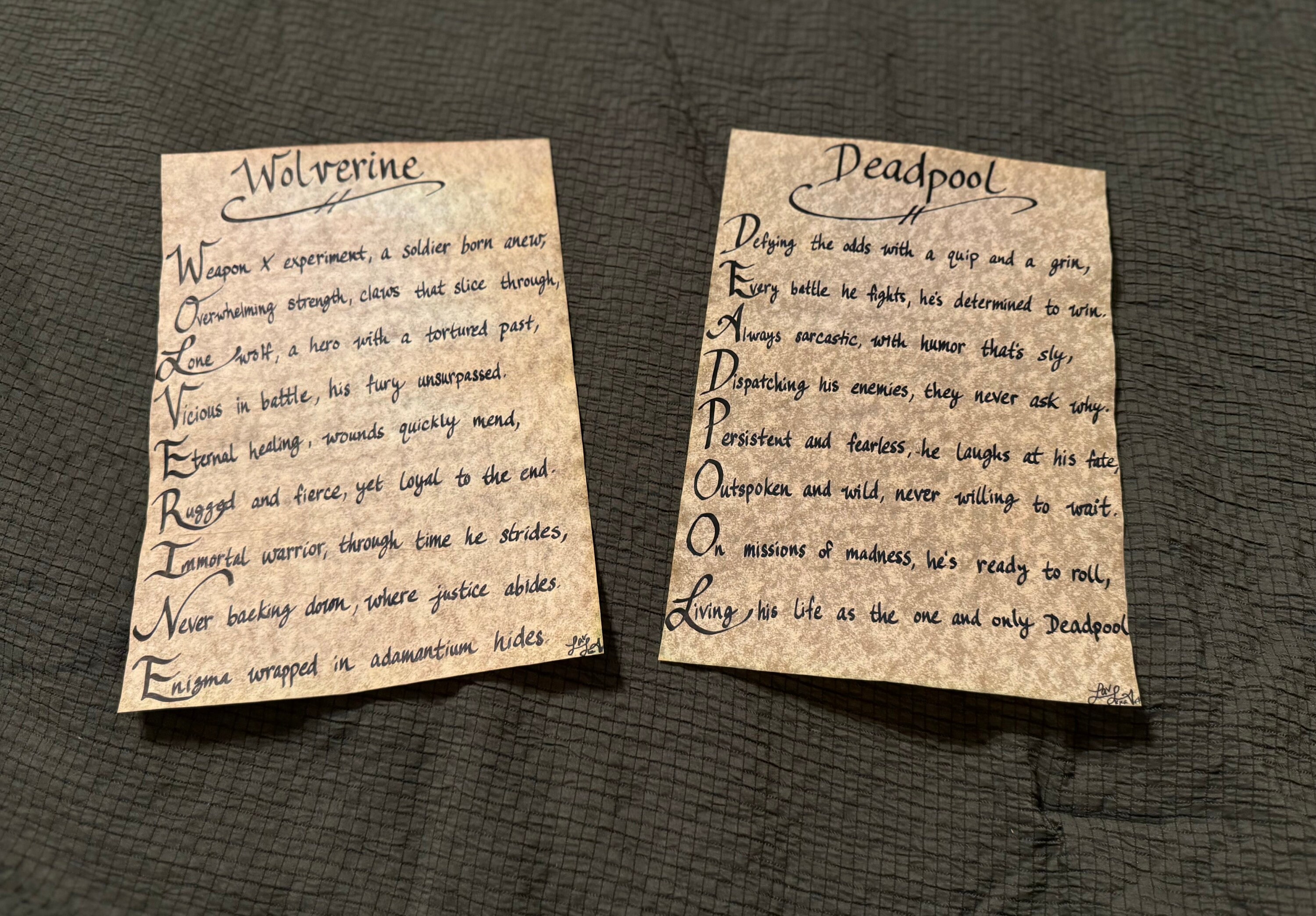 Wolverine or Deadpool Poem Acrostic Poem Scroll - Etsy